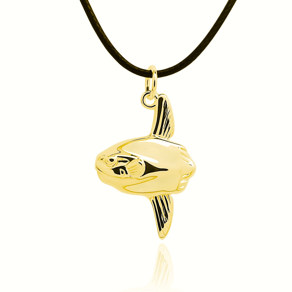 Gold plated silver Mola mola & cord or chain © Adrian Ashley – adrian ...