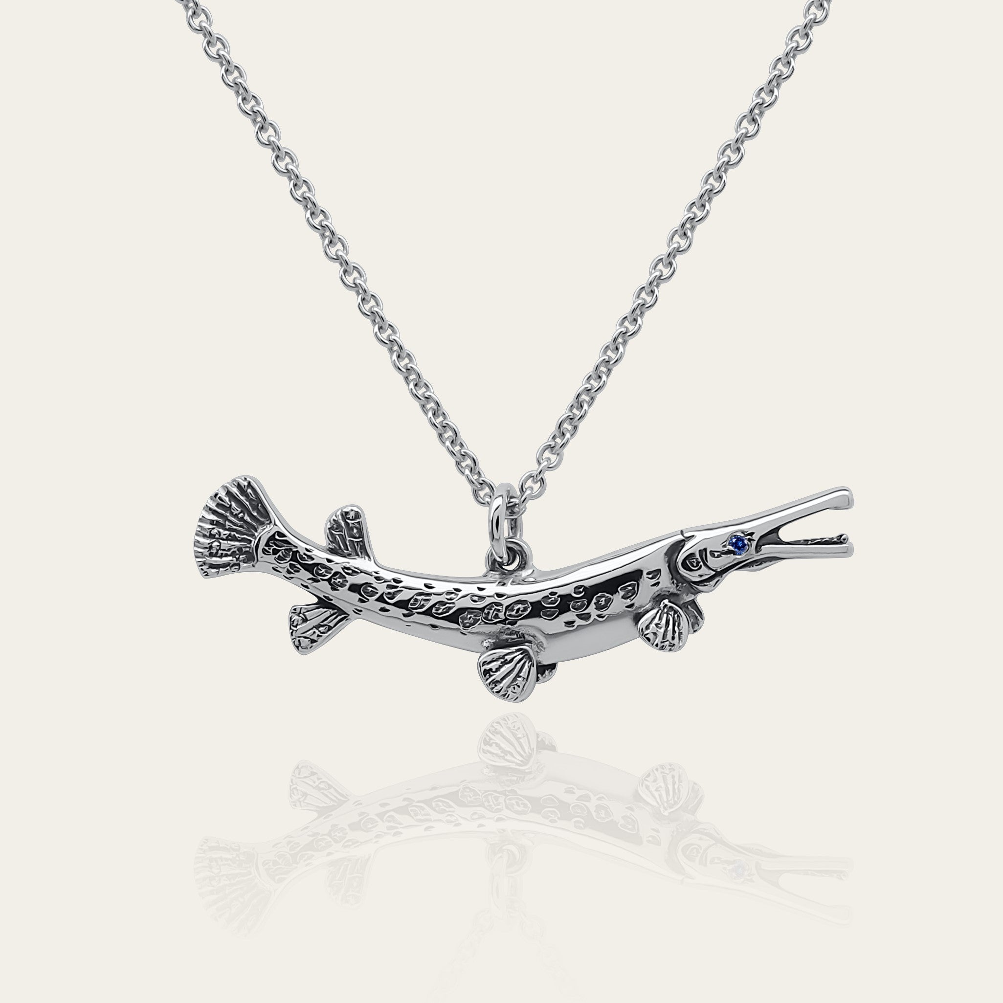 Gar pike necklace. Made from sterling silver with an antiqued finish ...