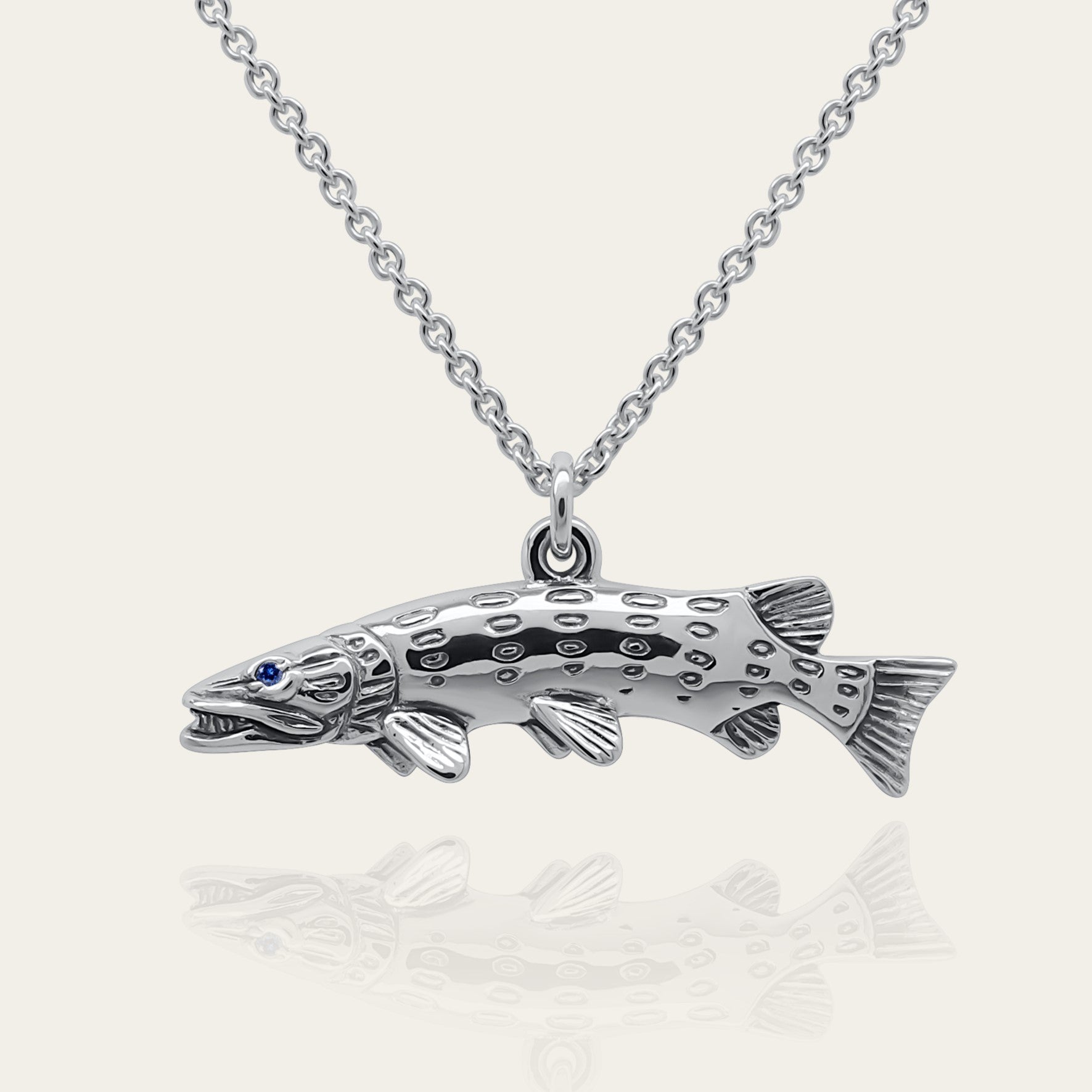 Pike fishing necklace. Made from sterling silver with an antiqued fini ...